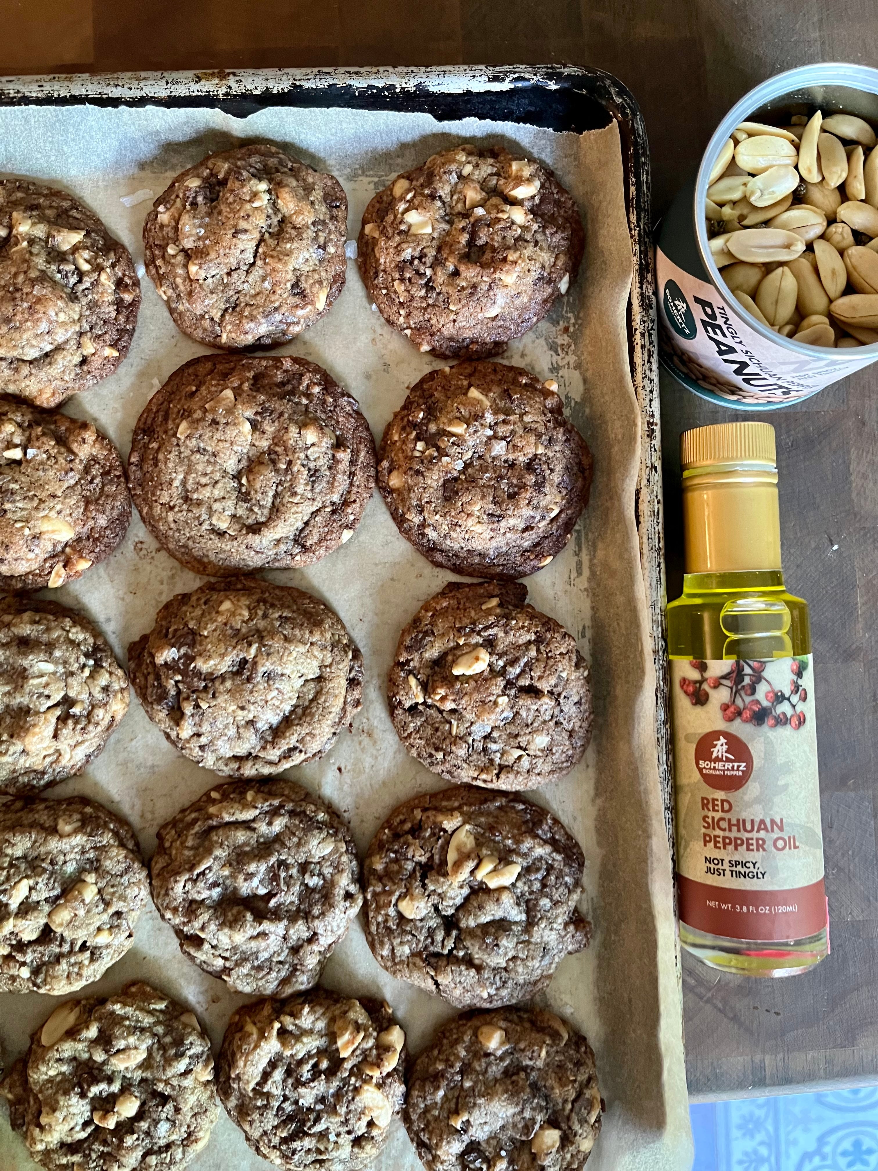 Tingly Sichuan pepper peanut chocolate chip cookie – 50Hertz Tingly Foods