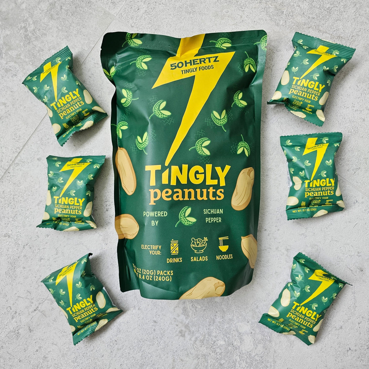 Tingly Sichuan Pepper Peanuts (20g mini bag) – 50Hertz Tingly Foods